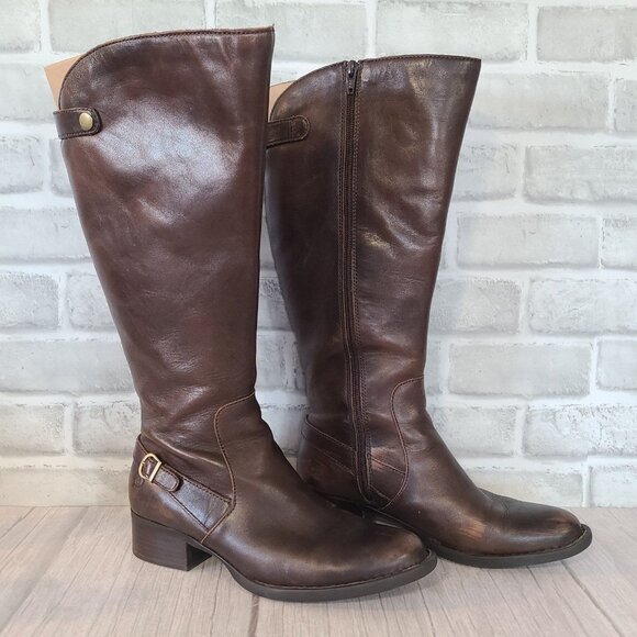 Born | Shoes | Born Cupra Leather Riding Boots Tall Brown Low Block ...